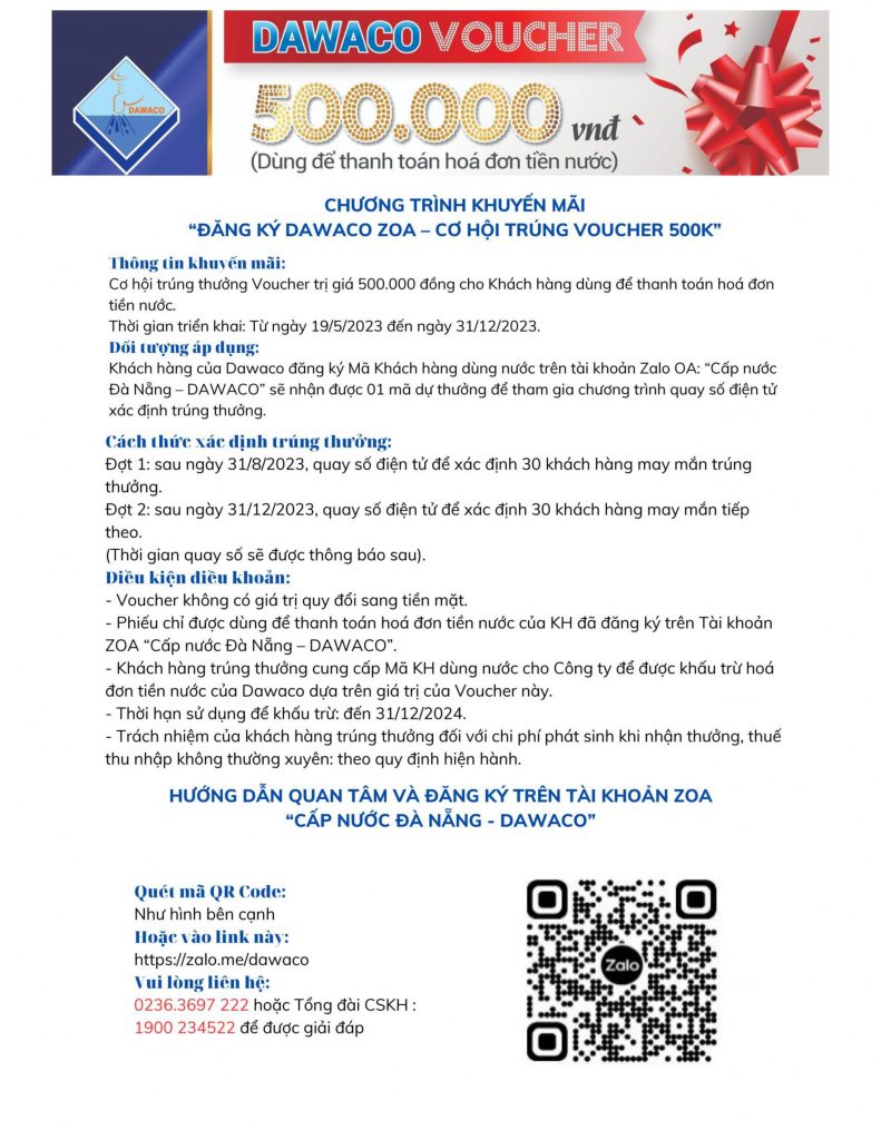 CHƯƠNG TRÌNH KHUYẾN MÃI “ĐĂNG KÝ DAWACO ZOA – CƠ HỘI TRÚNG VOUCHER 500K ...